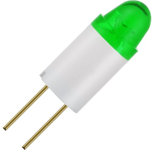 Schiefer T1 3/4 Bi Pin 6x16mm Starled 28V 10mA AC/DC Clear Green 25000 — Easy Light Bulbs